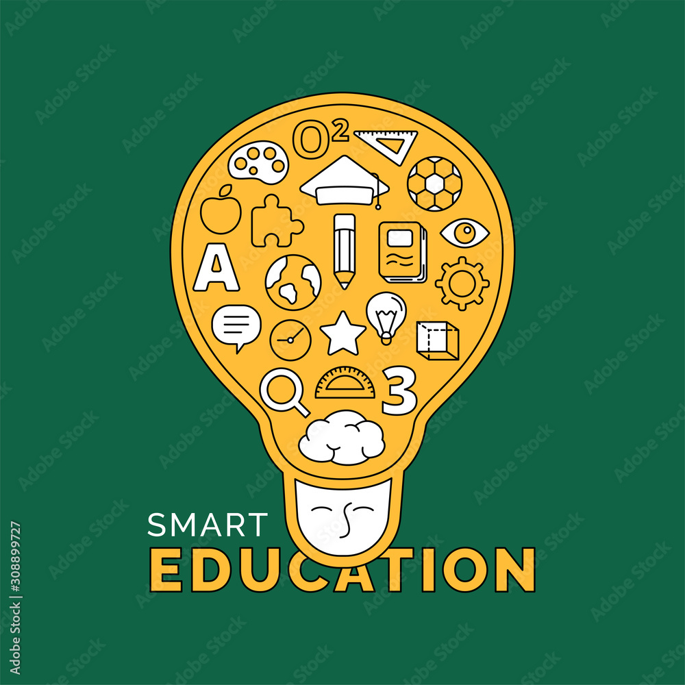 Smart knowledge mind concept illustration doodle style vector design ...