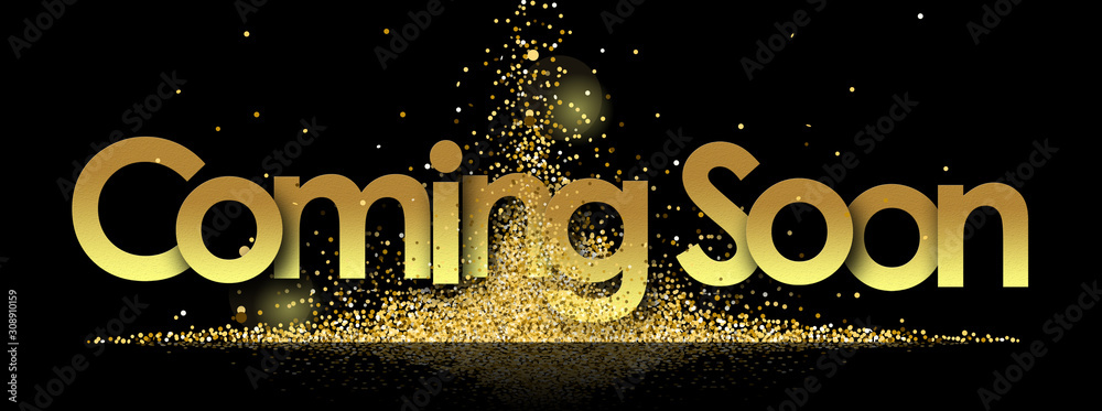 coming soon in golden stars and black background Stock Illustration ...