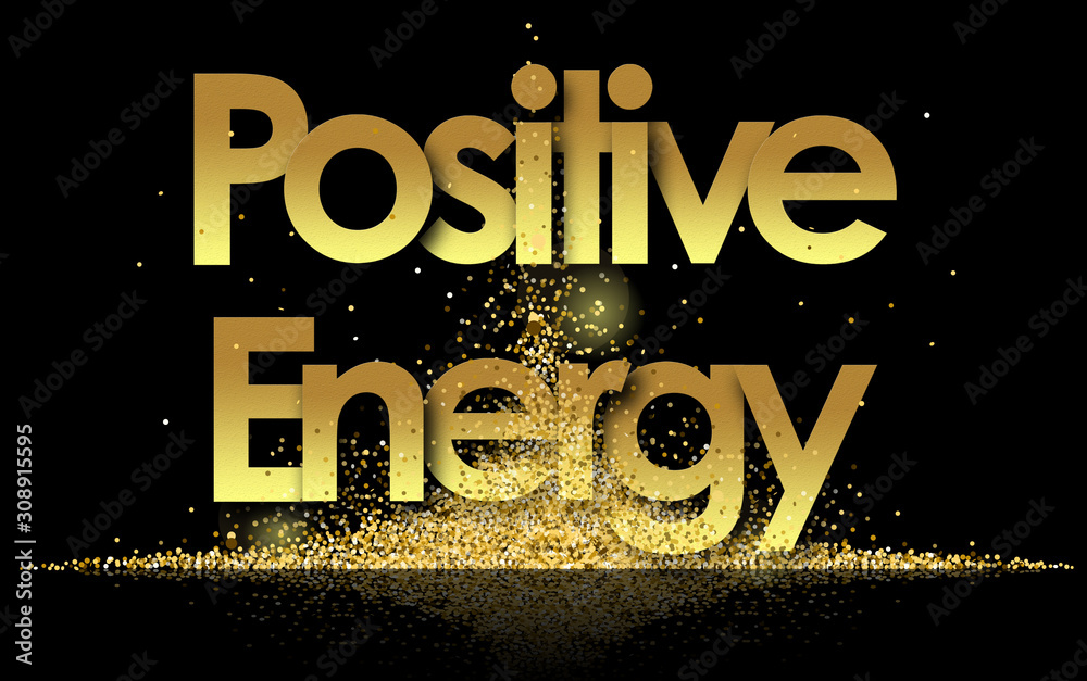 Positive Energy in golden stars background Stock Illustration | Adobe Stock