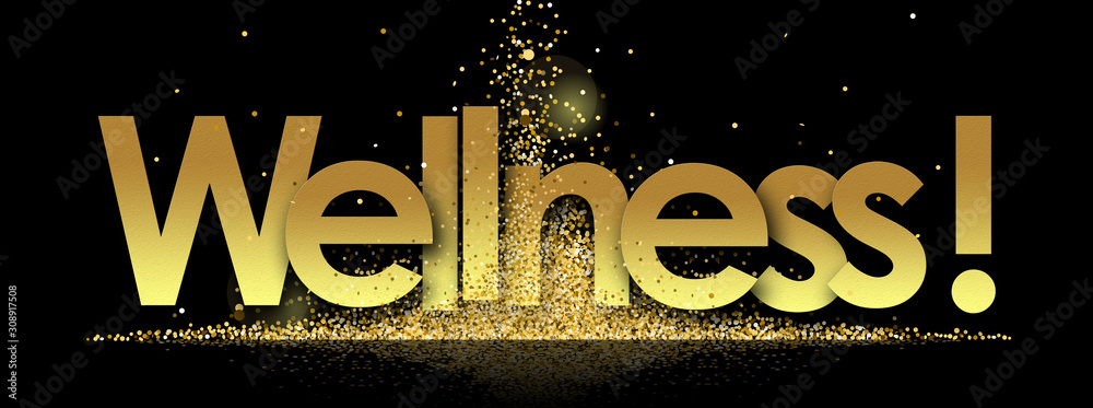 wellness in golden stars and black background Stock Photo | Adobe Stock