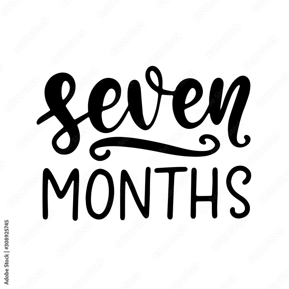 Seven months baby shower. Newborn age marker Stock Vector | Adobe Stock