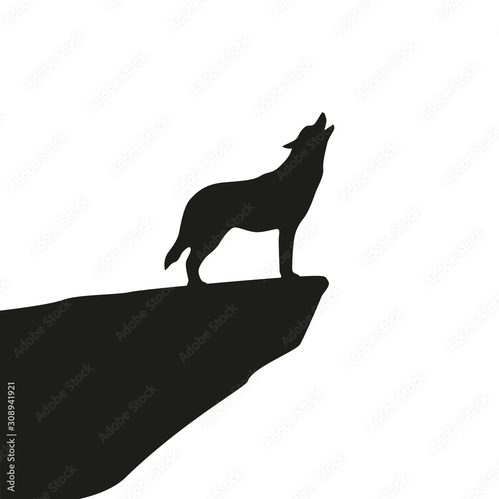 howling wolf silhouette on white background vector illustration EPS10 ...