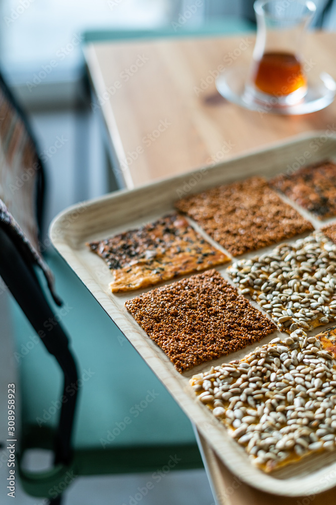 Turkish Homemade Snacks Biscuit with Sunflower Seeds, Sesame and Dill ...