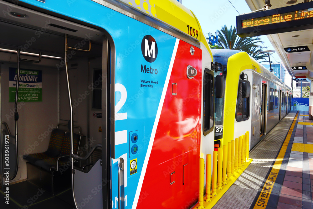 LONG BEACH Los Angeles, California - October 5, 2019: view of Downtown ...