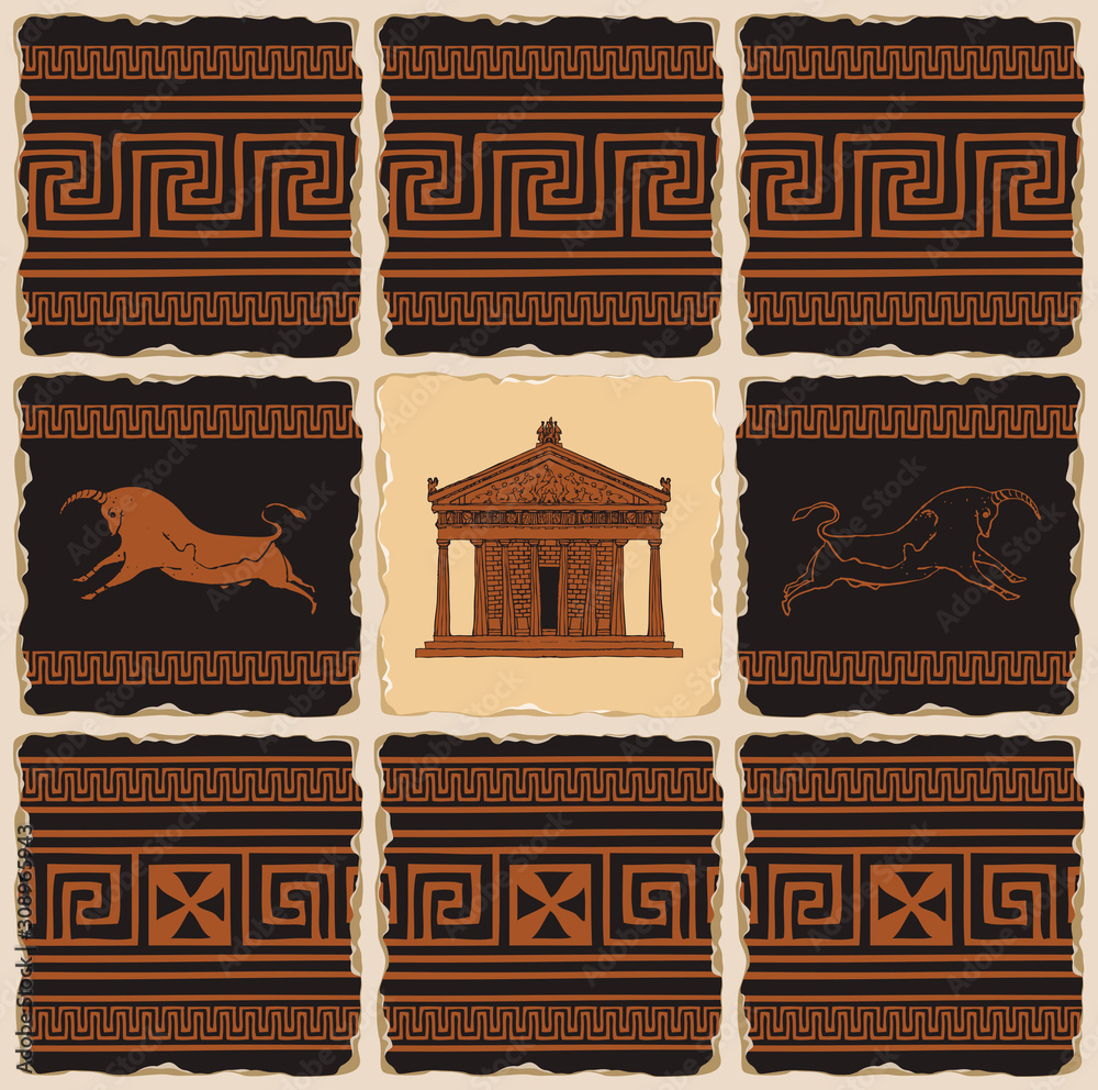 Vector banner on the theme of Ancient Greece in the form of a set of ...