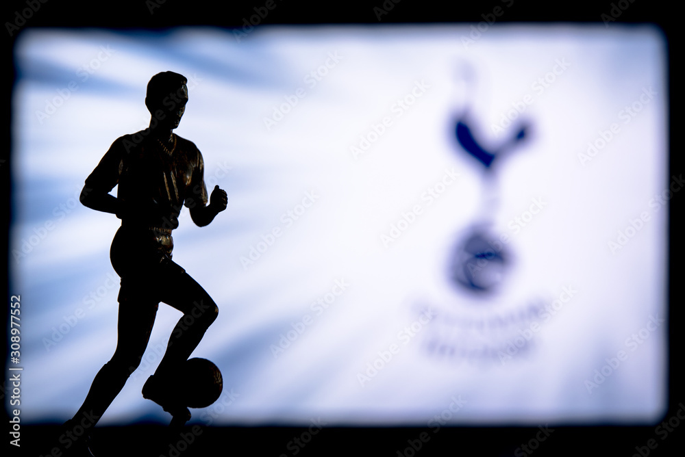 LONDON, ENGLAND, JULY. 1. 2019: Tottenham Hotspur Football club logo ...