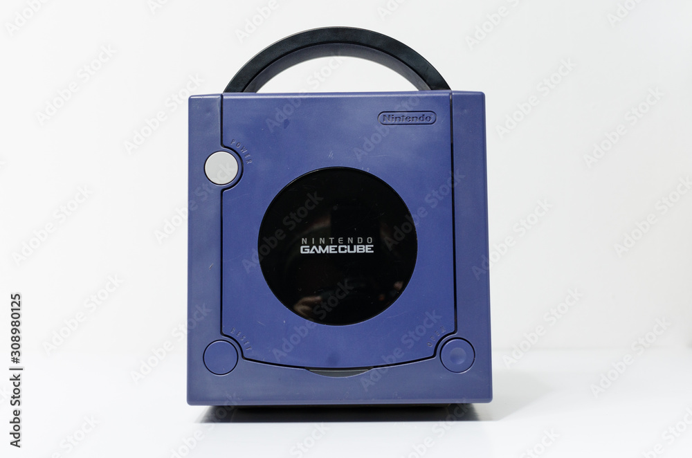 london, england 05/052019 A Purple Nintendo Game Cube Console on a ...