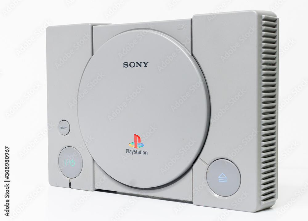london, england, 07/05/2018 An original sony playstation console from ...