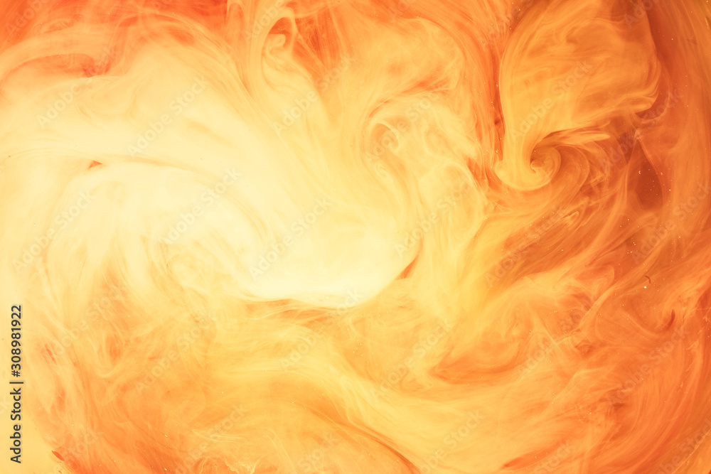 Abstract liquid yellow fire. A flash of sunlight in outer space ...