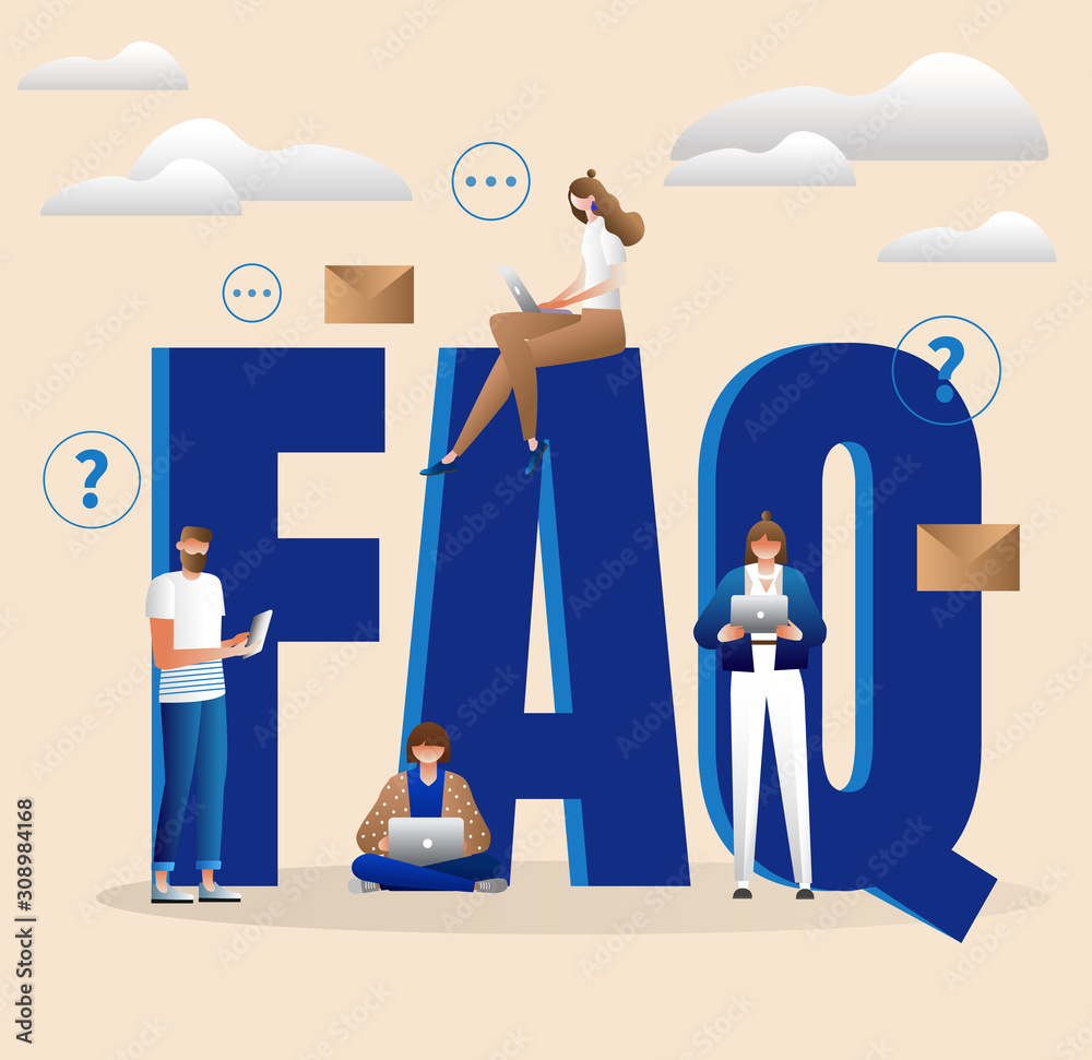 FAQ and Q&A vector illustration concept, people asking to online ...