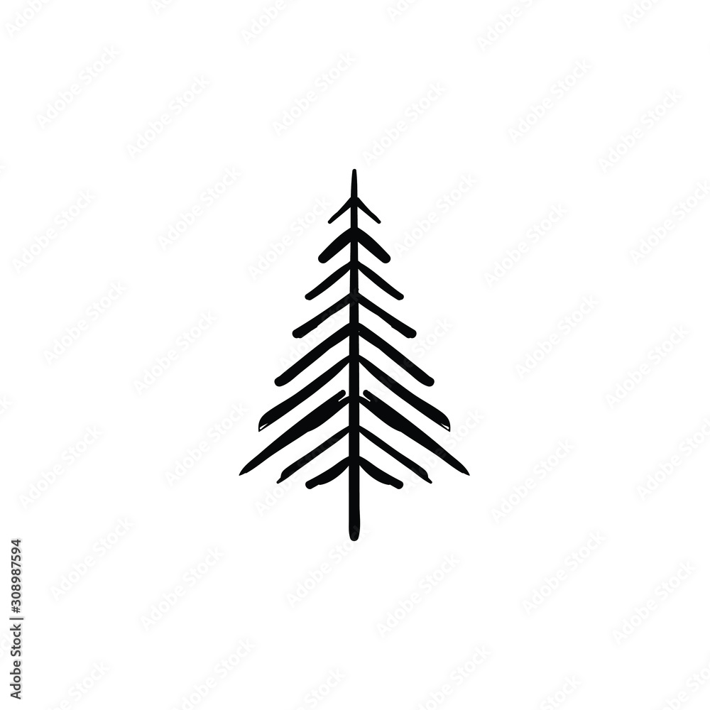 Christmas tree doodle pine tree sketch tree drawing holiday decoration ...