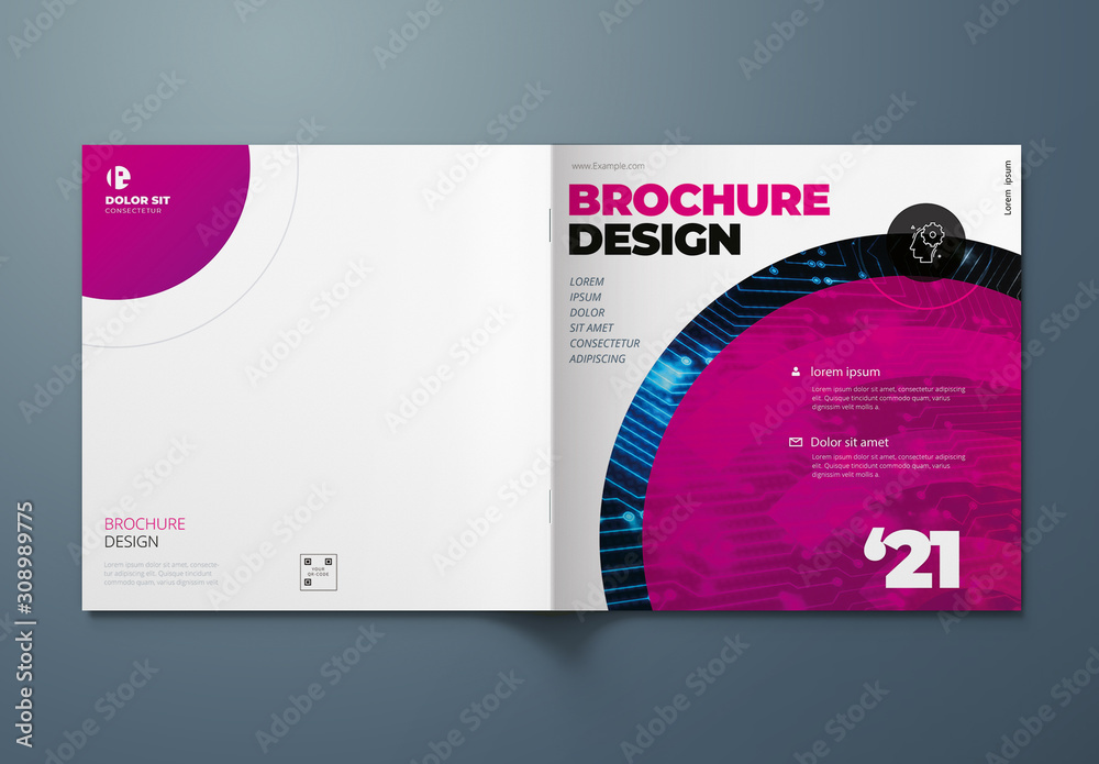 Square Report Cover Layout Set with Purple Circle Elements Stock ...
