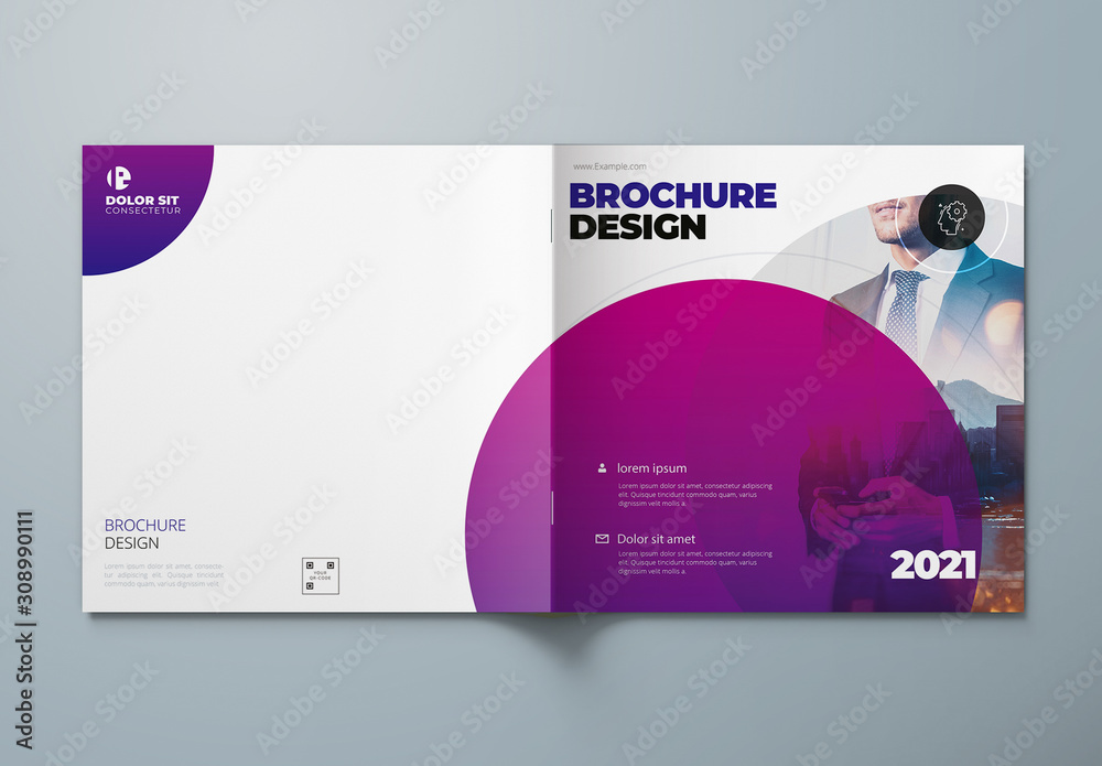 Square Report Cover Layout Set with Gradient Circle Elements Stock ...