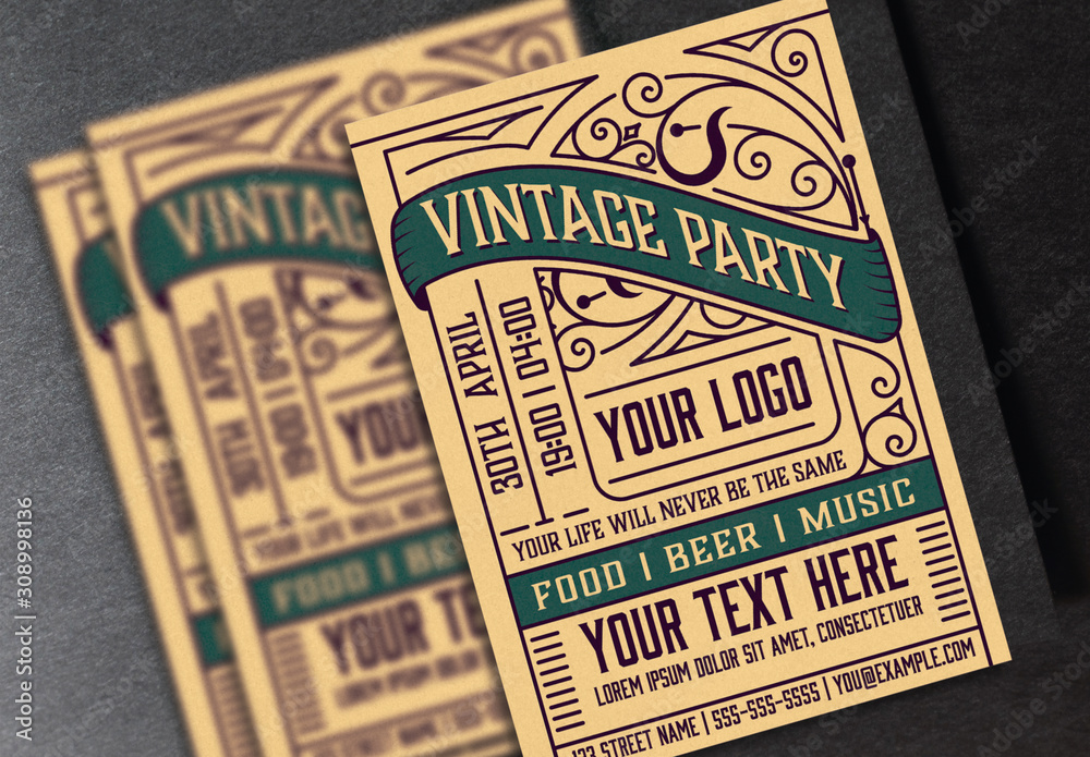 Vintage Event Poster Layout Stock Template | Adobe Stock