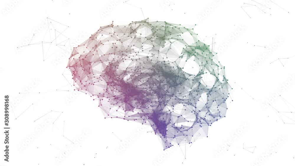 artificial intelligence (AI) brain animation on white background Stock ...