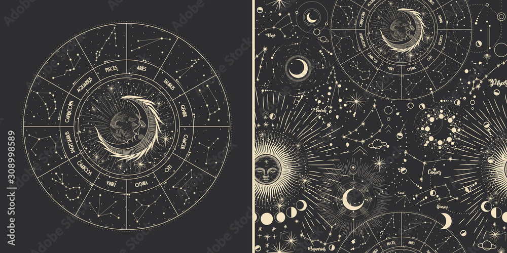 Photo & Art Print Vector illustration set of moon phases, chikovnaya