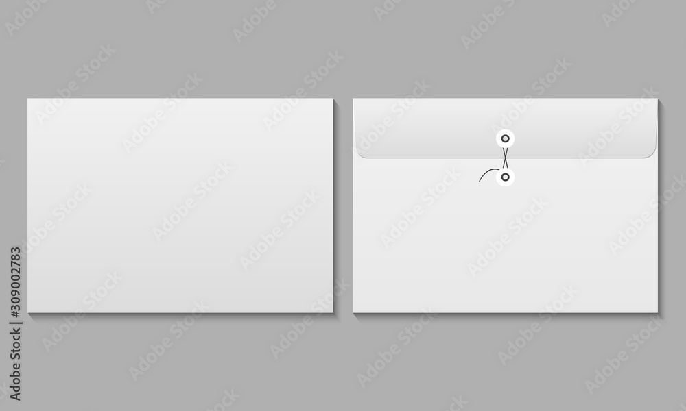 Clasp envelopes mockup. Realistic envelopes mockup front and back view ...