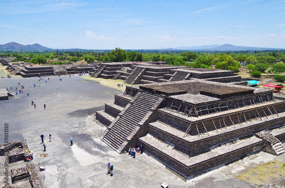 Popular tourist destination ancient Aztec city ruins of the pyramids of ...