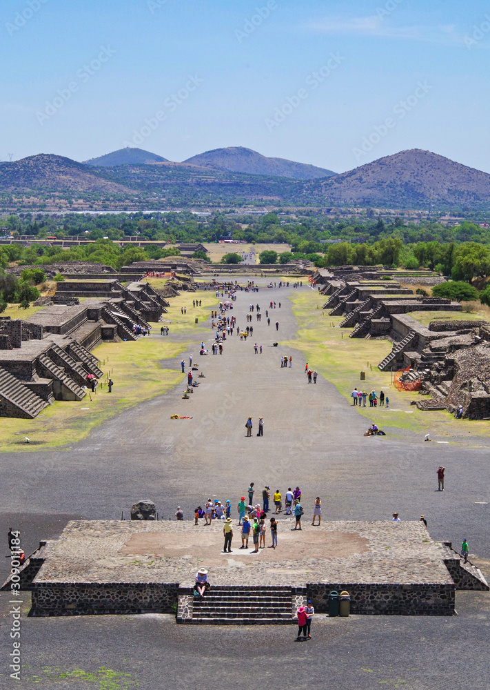Popular tourist destination ancient Aztec city ruins of the pyramids of ...