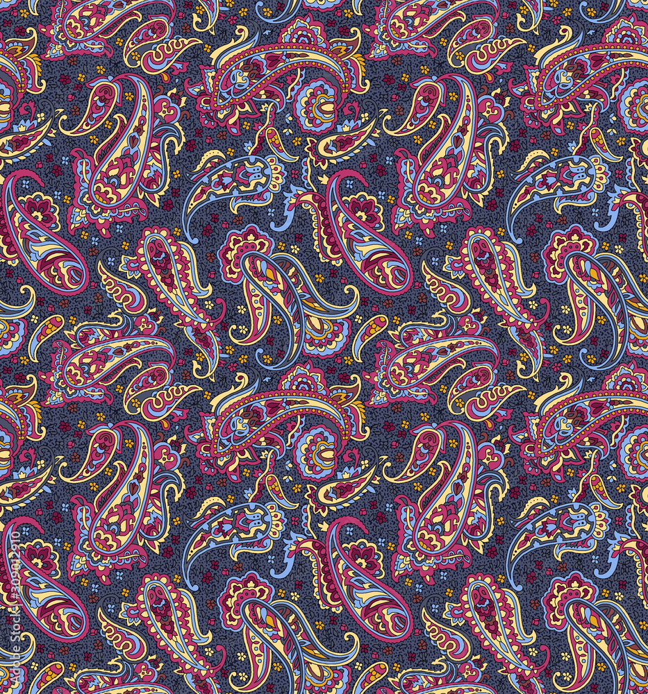 seamless traditional paisley floral background Stock Illustration ...