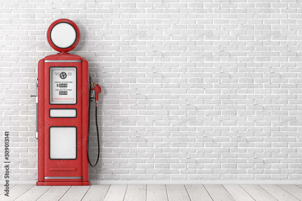 Red Retro Gas Pump. 3d Rendering Stock Illustration | Adobe Stock