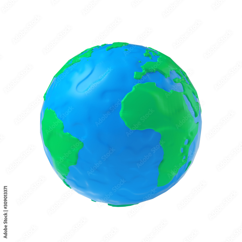 Earth Globe Modeling from Plasticine Blue and Green Clay. 3d Rendering ...