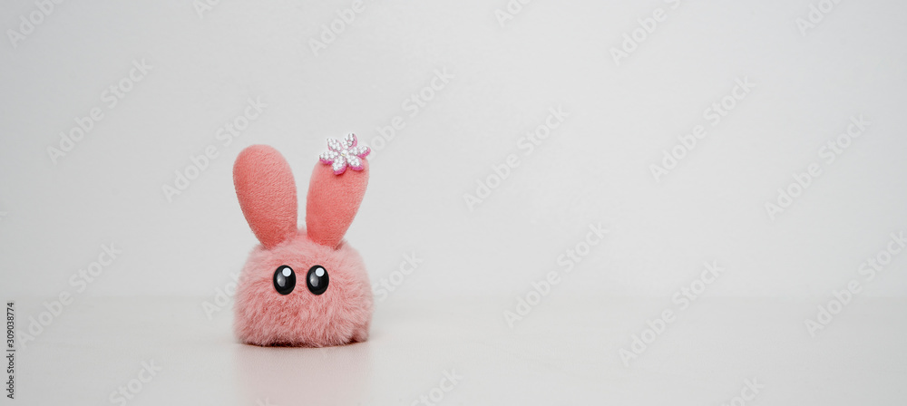 cute pink rabbit toy isolated on white background Stock Photo | Adobe Stock