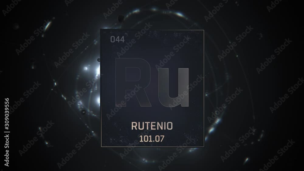 Ruthenium as Element 44 of the Periodic Table. Seamlessly looping 3D ...
