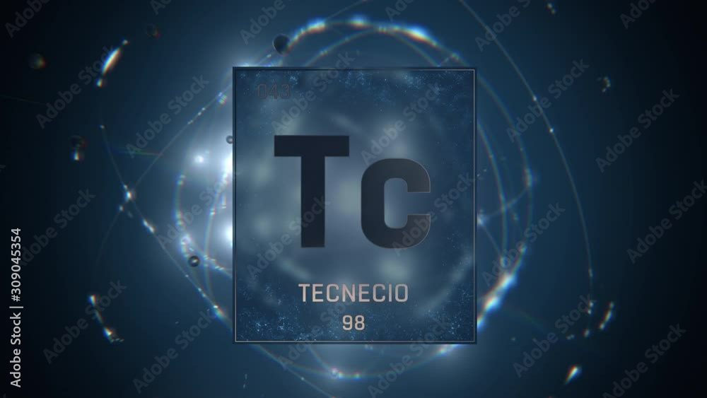 Technetium as Element 43 of the Periodic Table. Seamlessly looping 3D ...