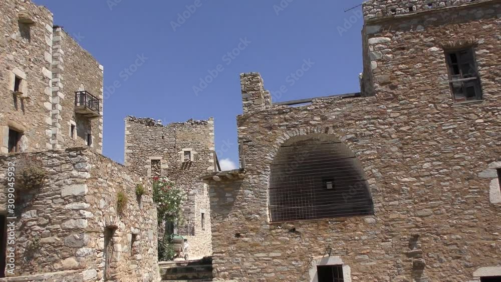 Vatheia, a village on the Mani Peninsula, in Greece. A major tourist ...