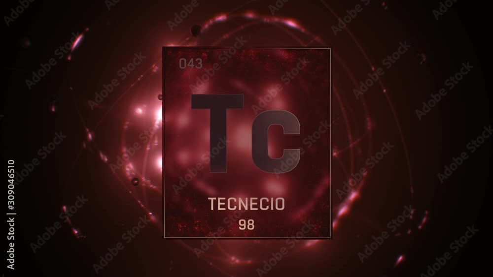 Technetium as Element 43 of the Periodic Table. Seamlessly looping 3D ...