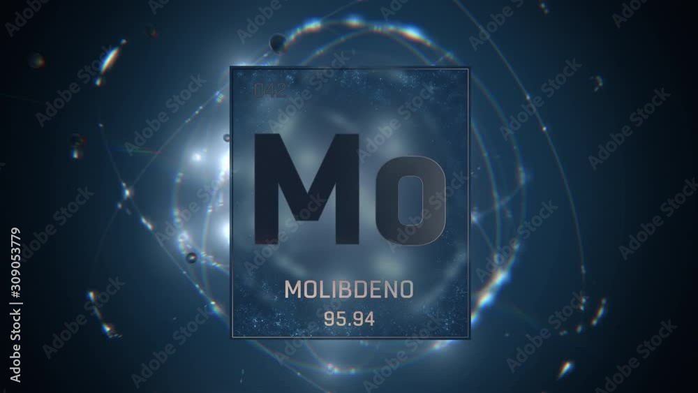 Molybdenum as Element 42 of the Periodic Table. Seamlessly looping 3D ...
