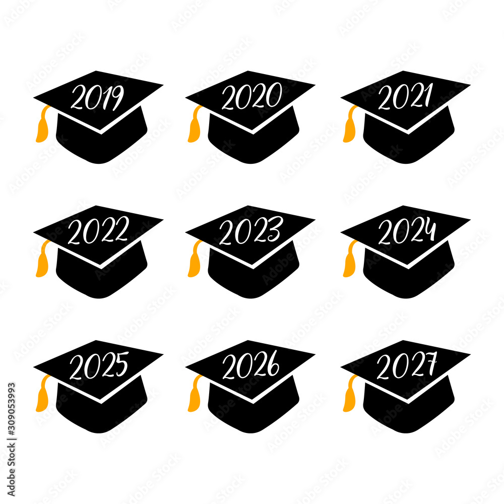 Class of lettering number with graduate hat . Vector illustration for ...