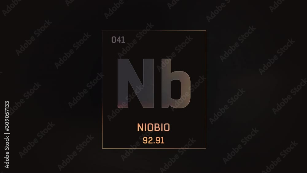Niobium as Element 41 of the Periodic Table. Seamlessly looping 3D ...