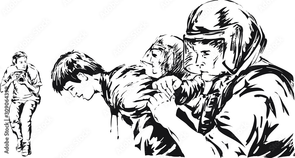 Police arrest of the criminal and the photographer who takes this ...