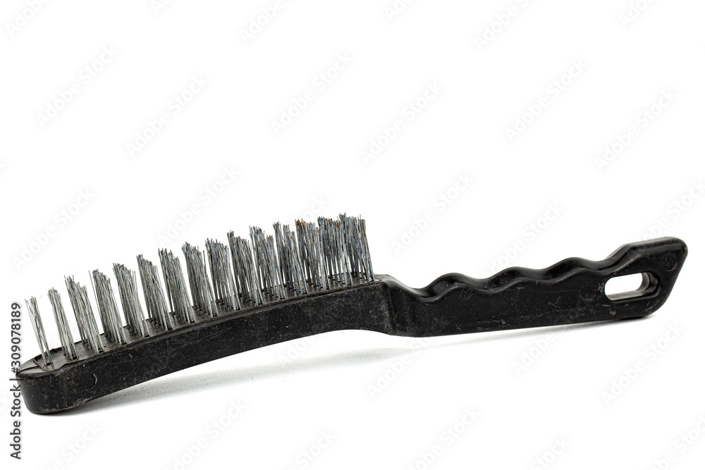 Steel wire brush with handle from black plastic for cleaning and ...