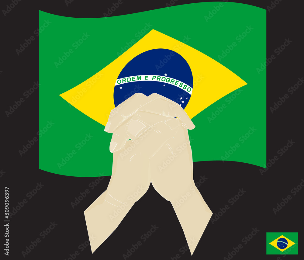 Praying hands with Federative Republic of Brazil National Flag , Pray ...