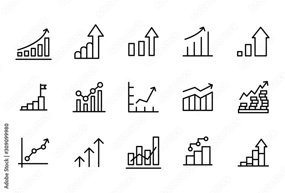 Simple set of growth modern thin line icons. Stock Vector | Adobe Stock
