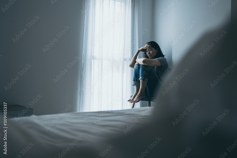 panic attacks alone young woman sad fear stressful depressed emotion ...