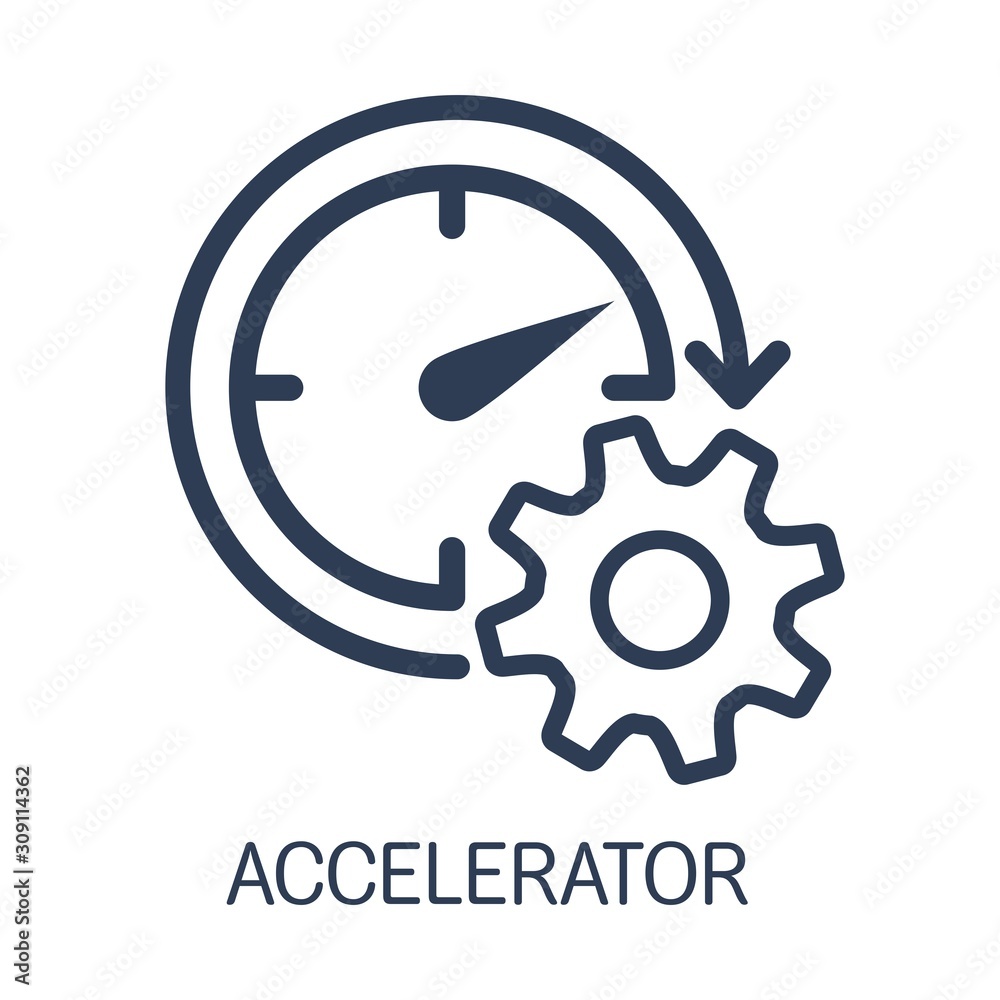 Accelerated process. Efficiency. Vector linear icon on a white ...