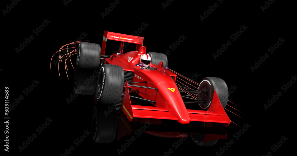 Generic Red Racing Car On Black Background. Light Streaks Moving With ...