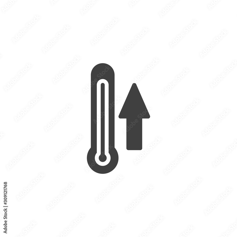 Temperature up arrow vector icon. filled flat sign for mobile concept ...