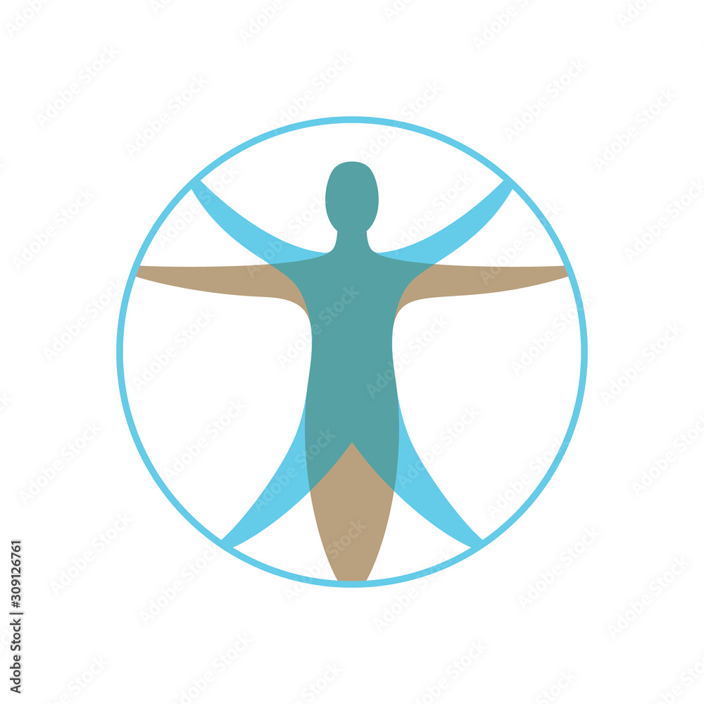 Fototapeta Modern vitruvian man. Sign of human figure enclosed in ...