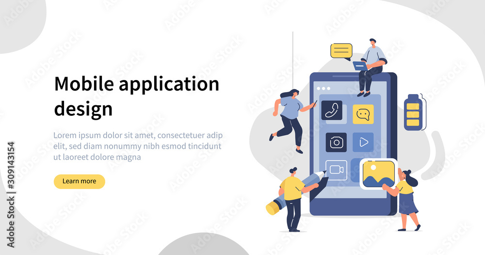 People Character Developing Mobile App. Developers Team Building New ...