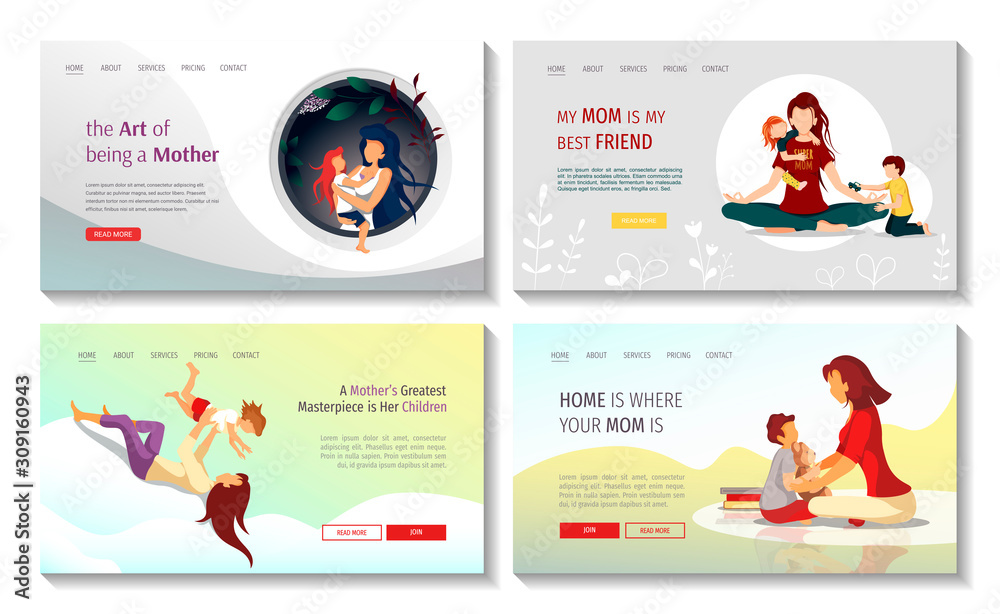 Vetor do Stock: Set of web page design templates for Mother and ...