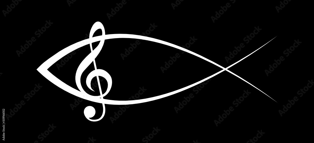 Fish symbol with a G-clef indicating praise and worship Stock Vector ...