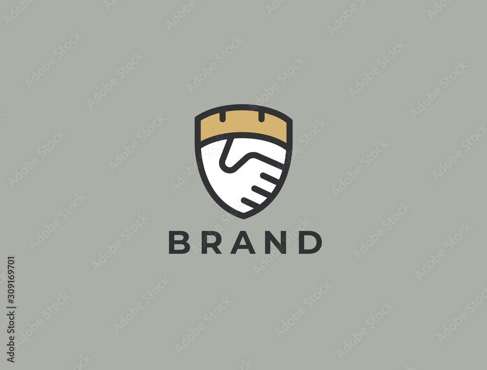 Abstract handshake business logo, vector logo. Two hands make a deal ...