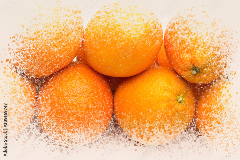 Naranjas medio dibujadas con trazos gruesos; La naranja es una fruta ...