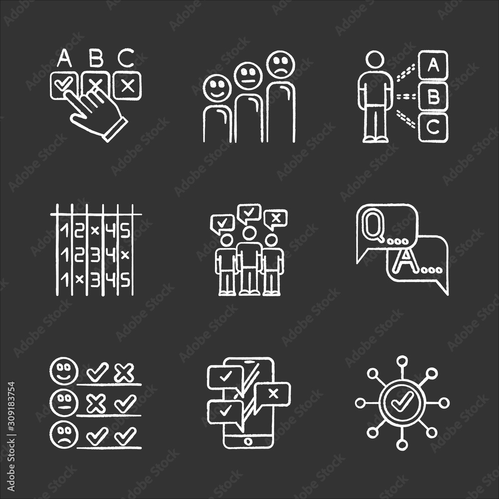 Survey chalk icons set. Choosing checkbox. Correct and wrong answer ... Survey chalk icons set. Choosing checkbox. Correct and wrong answer ...