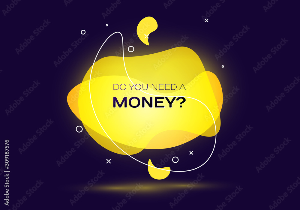 Geometric banner with inscription Do you need a money on dark blue ...